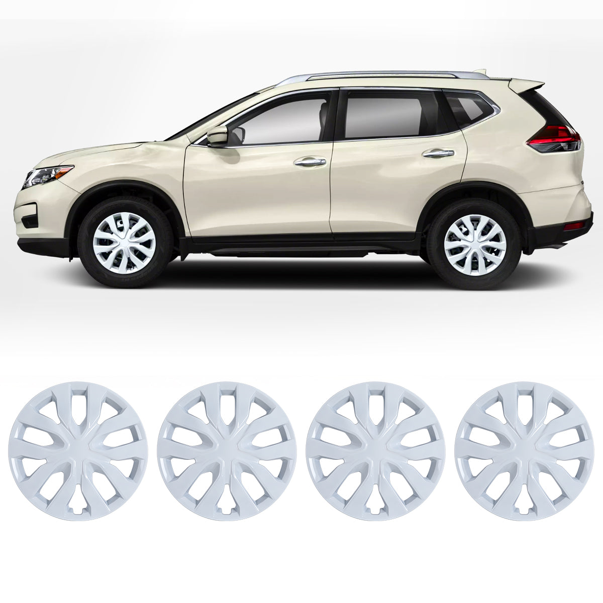 WINJET 17' Hubcaps Wheel Rims Cover for 2014-2020 NISSAN ROGUE - White ...